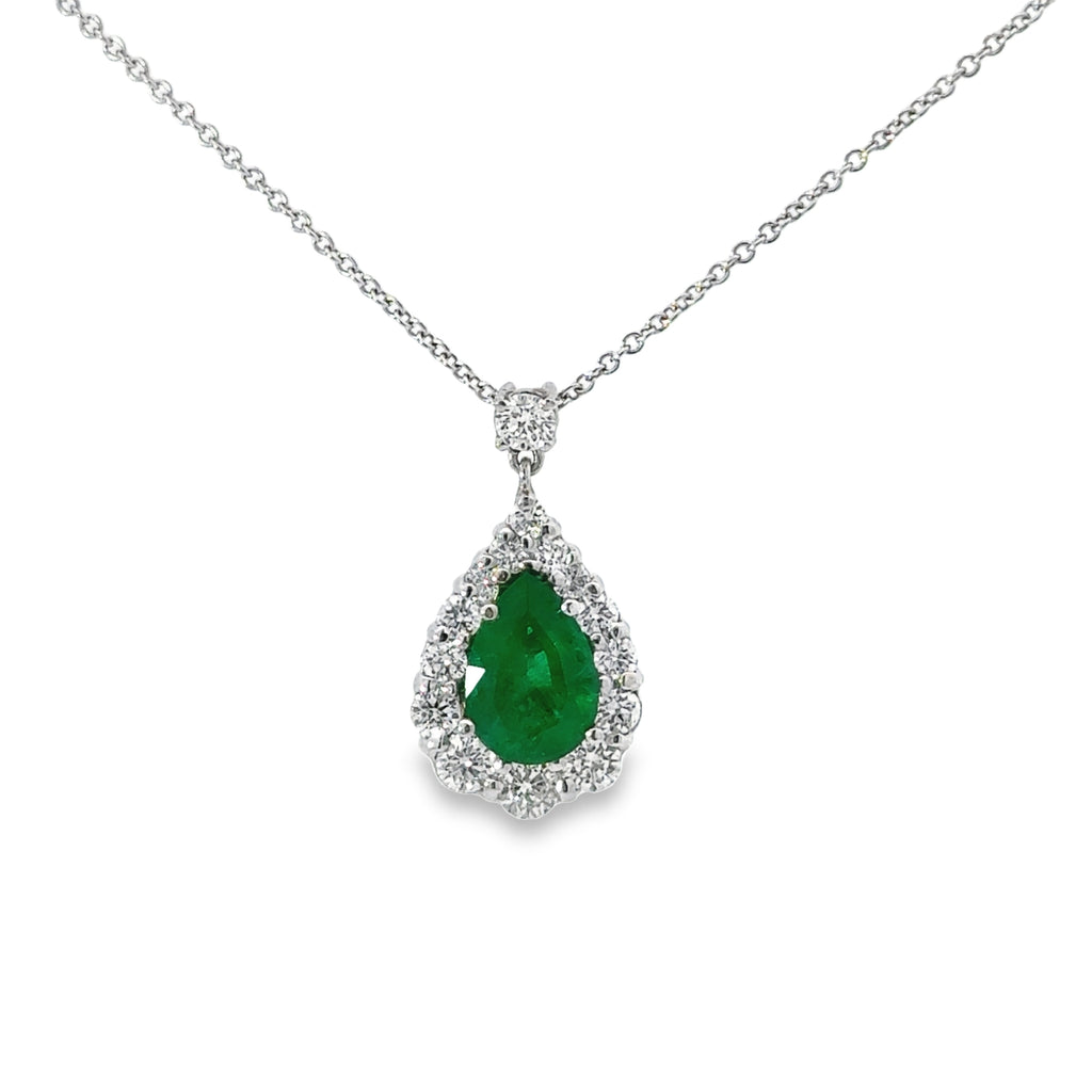 Plat/18k White Gold Pearl Emerald And Diamond Halo Pendant – Jack Sutton Fine Jewelry