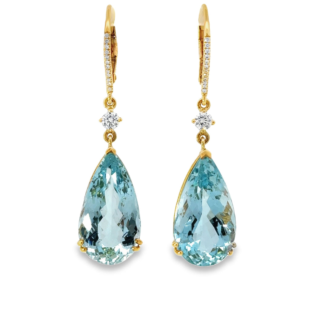 18k Yellow Gold Aquamarine And Diamond Drop Earrings – Jack Sutton Fine Jewelry