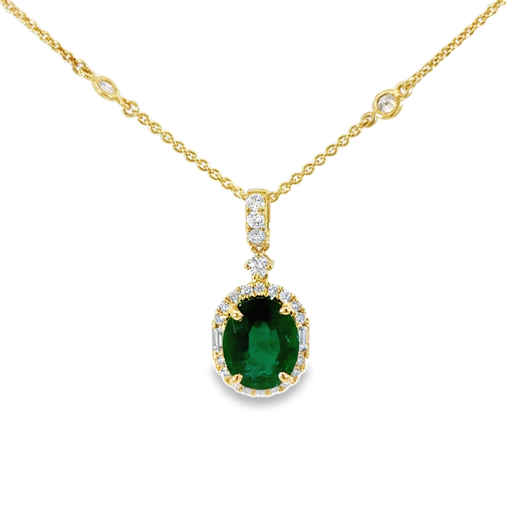 18k Yellow Gold Oval Emerald And Diamond Halo Pendant – Jack Sutton Fine Jewelry