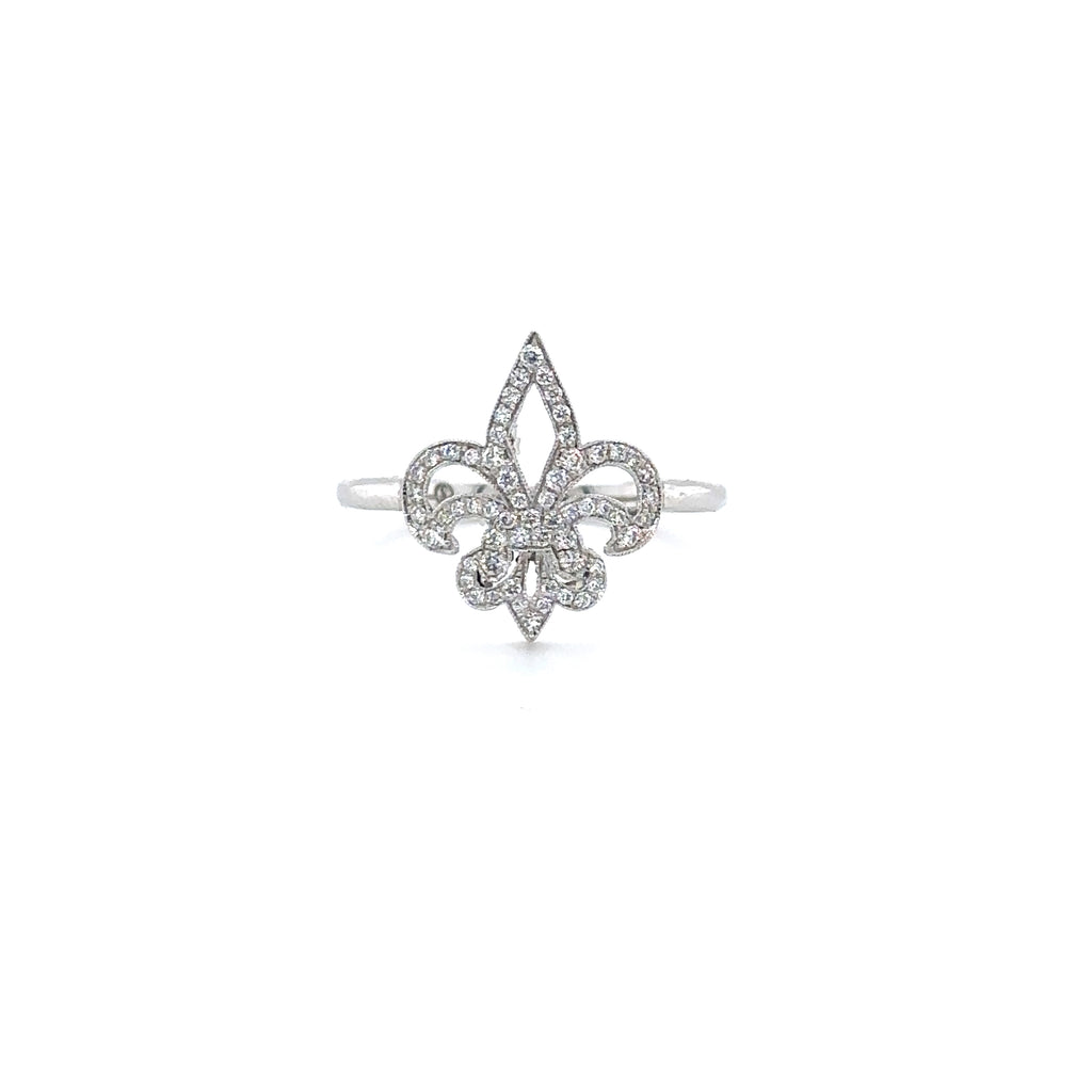 14k White Gold Small Outline Diamond Fleur de Lis Ring – Jack Sutton Fine Jewelry